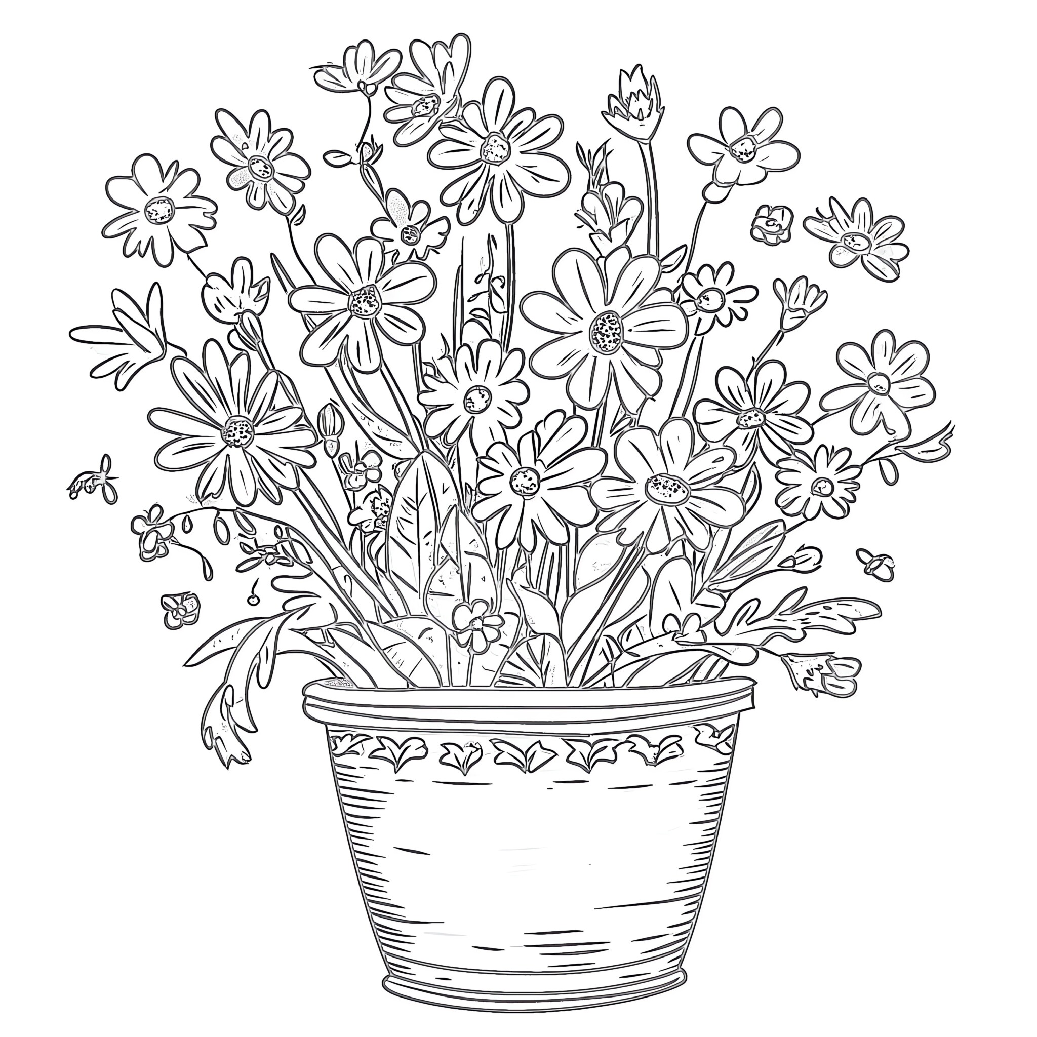 Flower In A Pot Coloring Page | Coloring Pages Mimi Panda