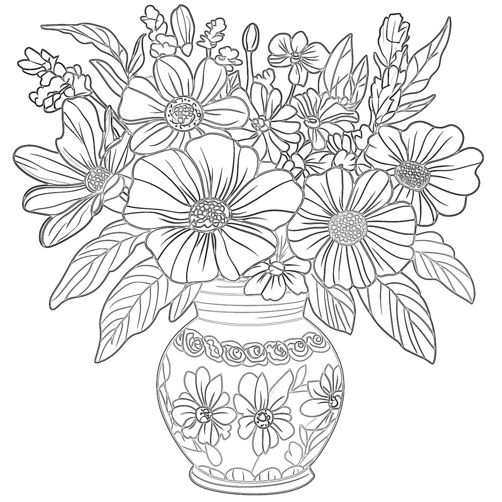 Flower Vase Pictures To Coloring Page | Coloring Pages Mimi Panda