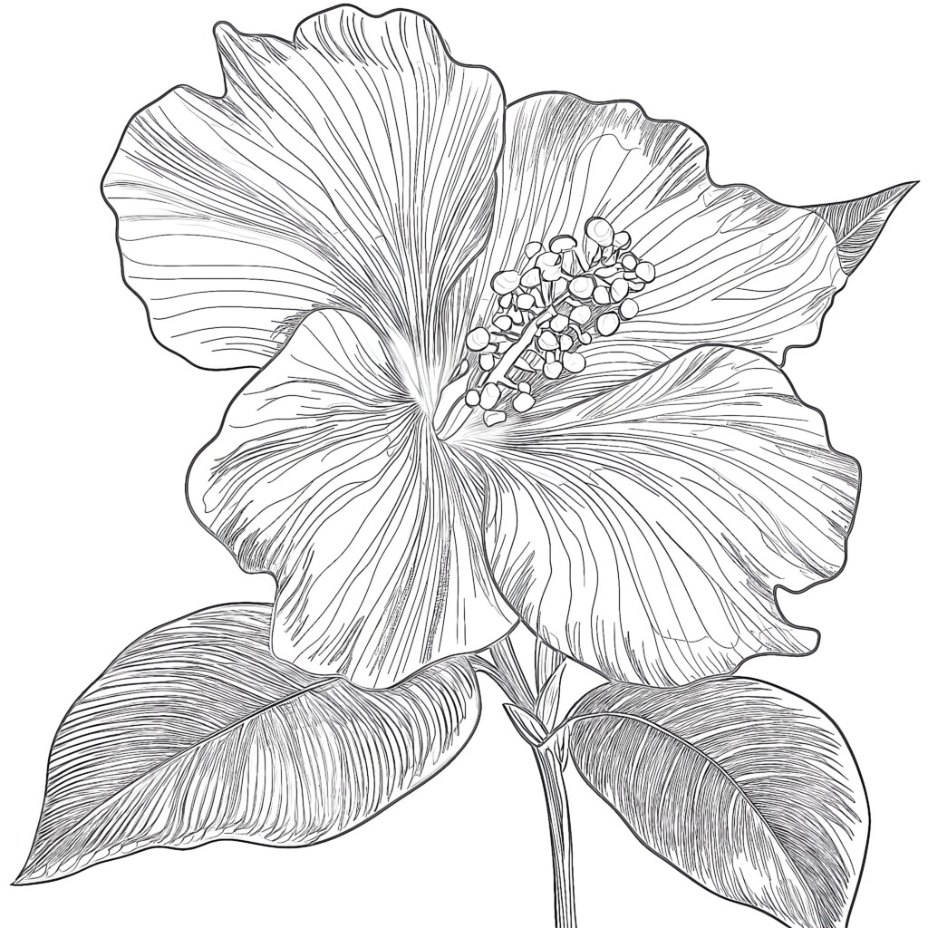Simple Flower Coloring Pages For Adults | Coloring Pages Mimi Panda