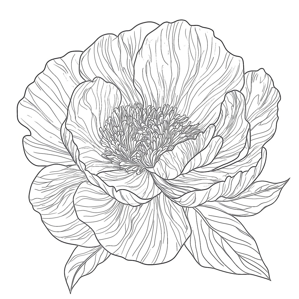 Black And White Flower Coloring Page | Coloring Pages Mimi Panda