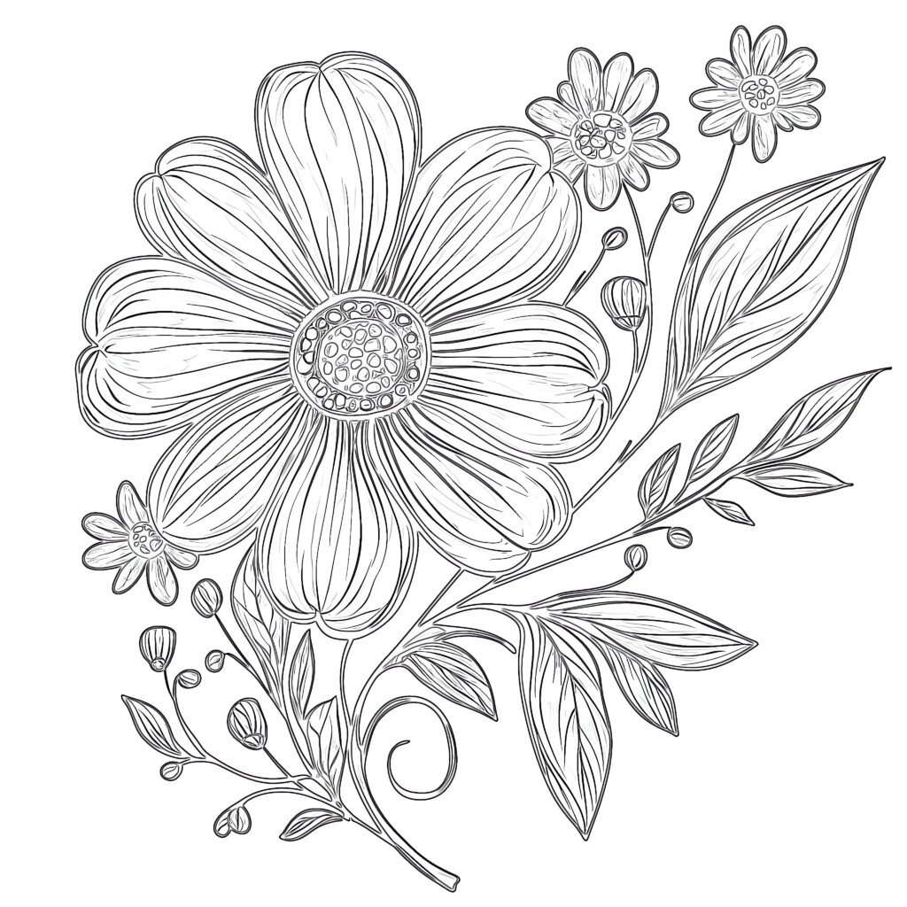 Free Printable Flower Pictures To Coloring Page | Coloring Pages Mimi Panda