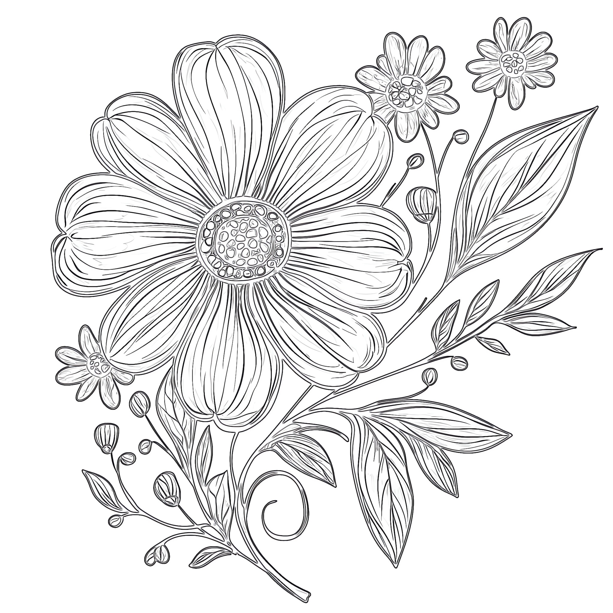 Free Printable Flower Pictures To Coloring Page | Coloring Pages Mimi Panda