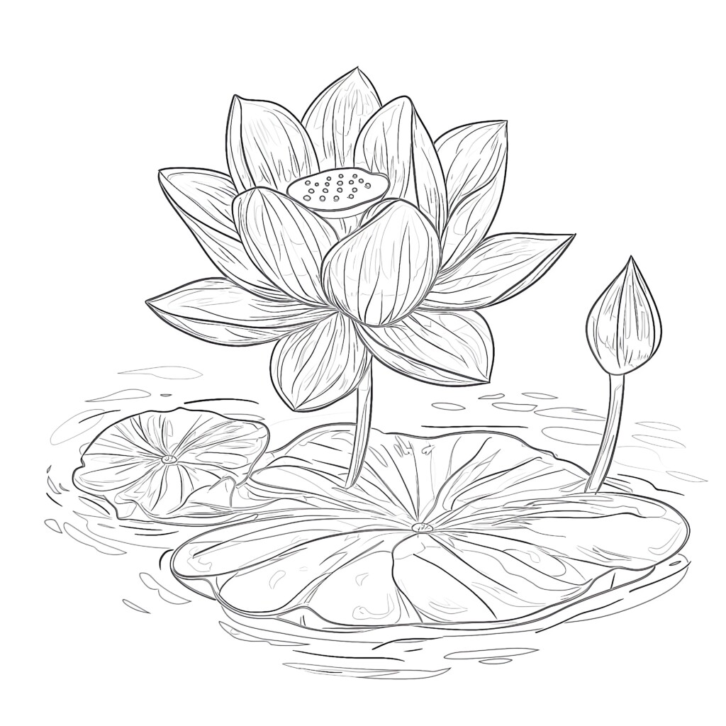 Lotus Flower Coloring Page | Coloring Pages Mimi Panda