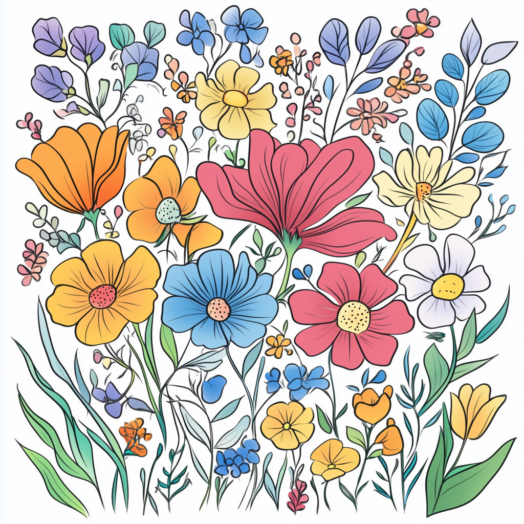 Pictures Of Flowers Coloring Page | Coloring Pages Mimi Panda