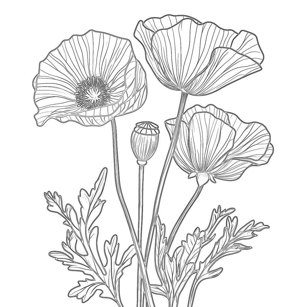 Poppy Day Colouring Pages | Coloring Pages Mimi Panda