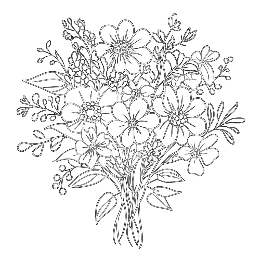 Printable Coloring Pages With Flowers | Coloring Pages Mimi Panda