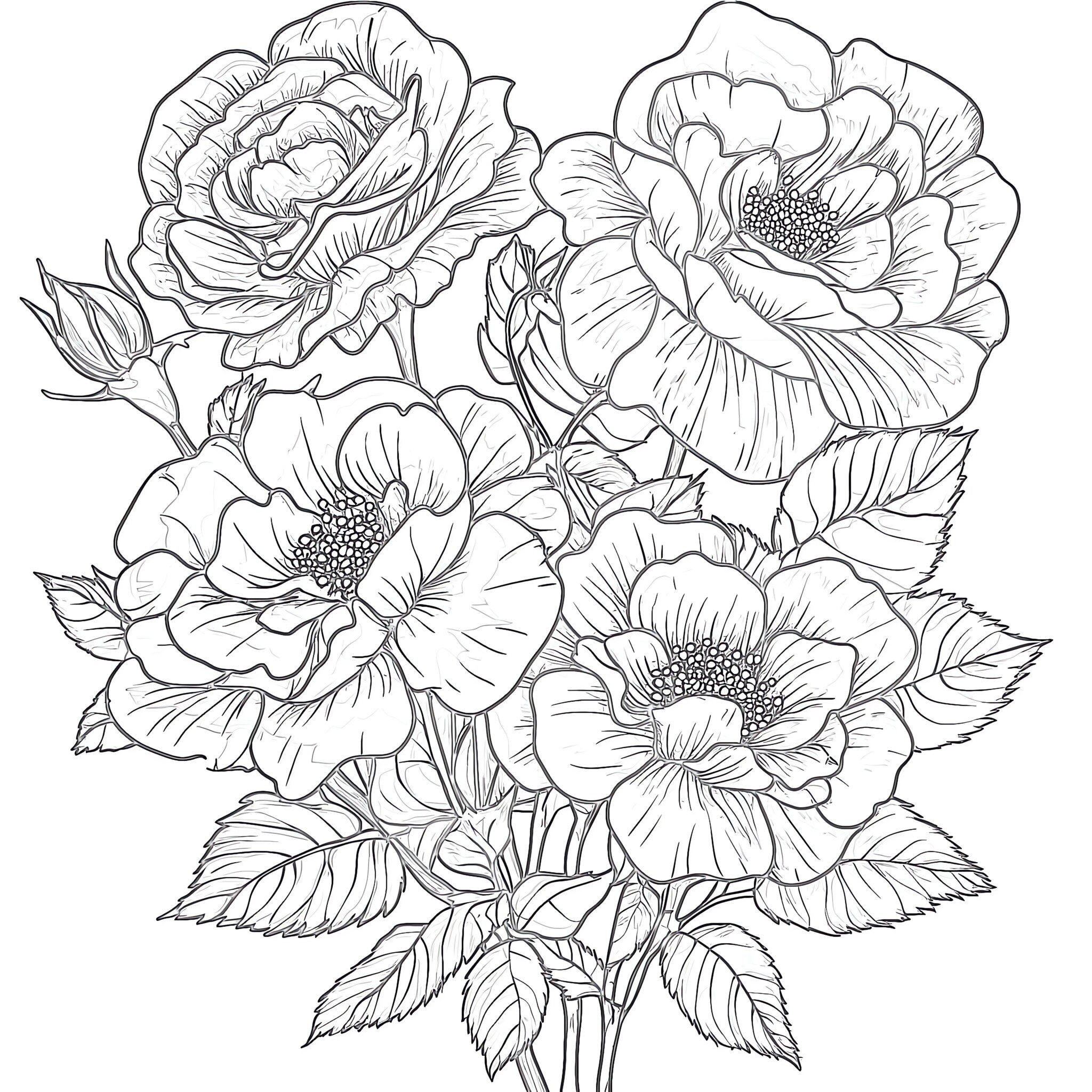 Flower Coloring Worksheet | Coloring Pages Mimi Panda