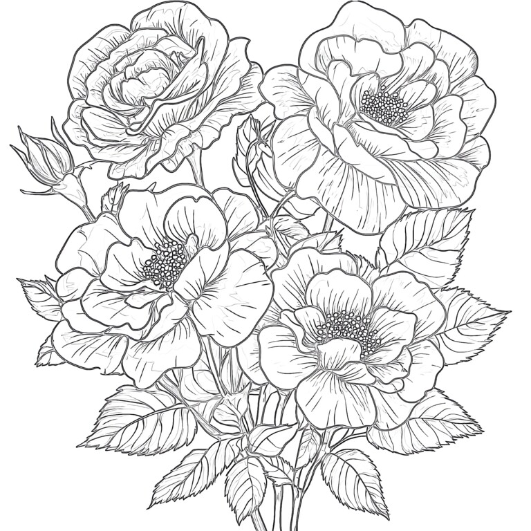 Cute Flower Coloring Page | Coloring Pages Mimi Panda