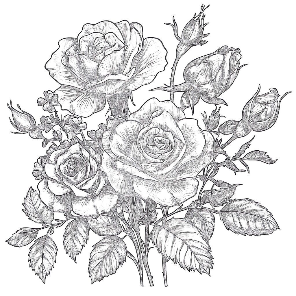 Roses And Flowers Coloring Pages | Coloring Pages Mimi Panda