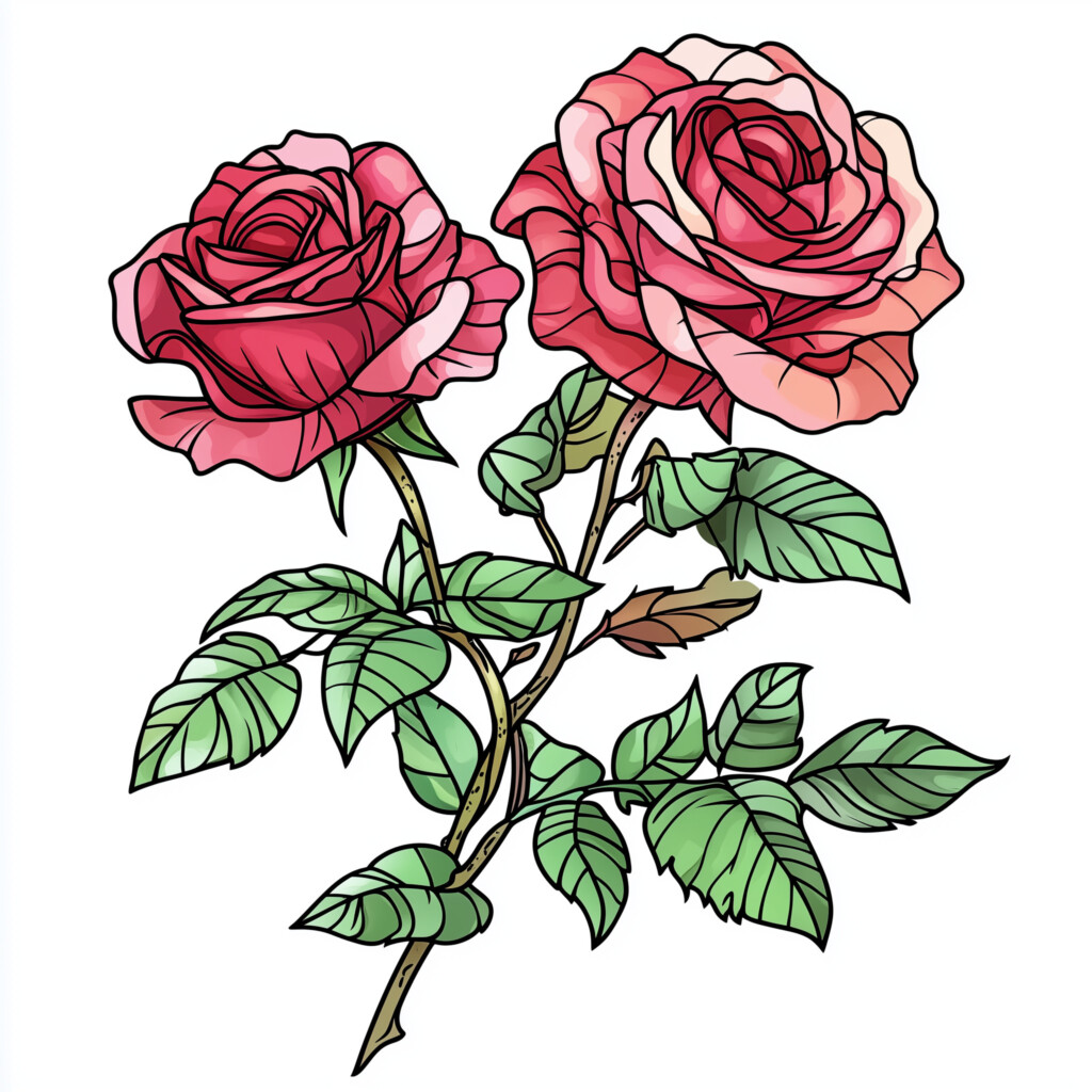 Roses Coloring Page | Coloring Pages Mimi Panda
