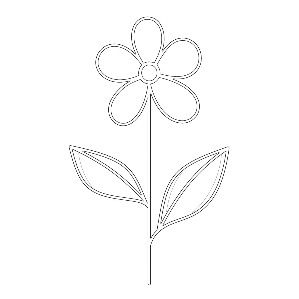 Easy Flower Coloring Sheets | Coloring Pages Mimi Panda