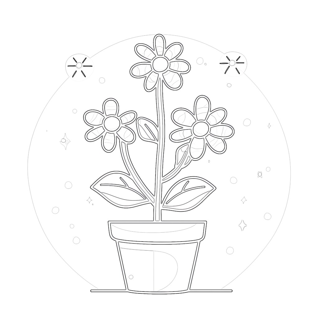 Easy Flower Colouring Pages | Coloring Pages Mimi Panda