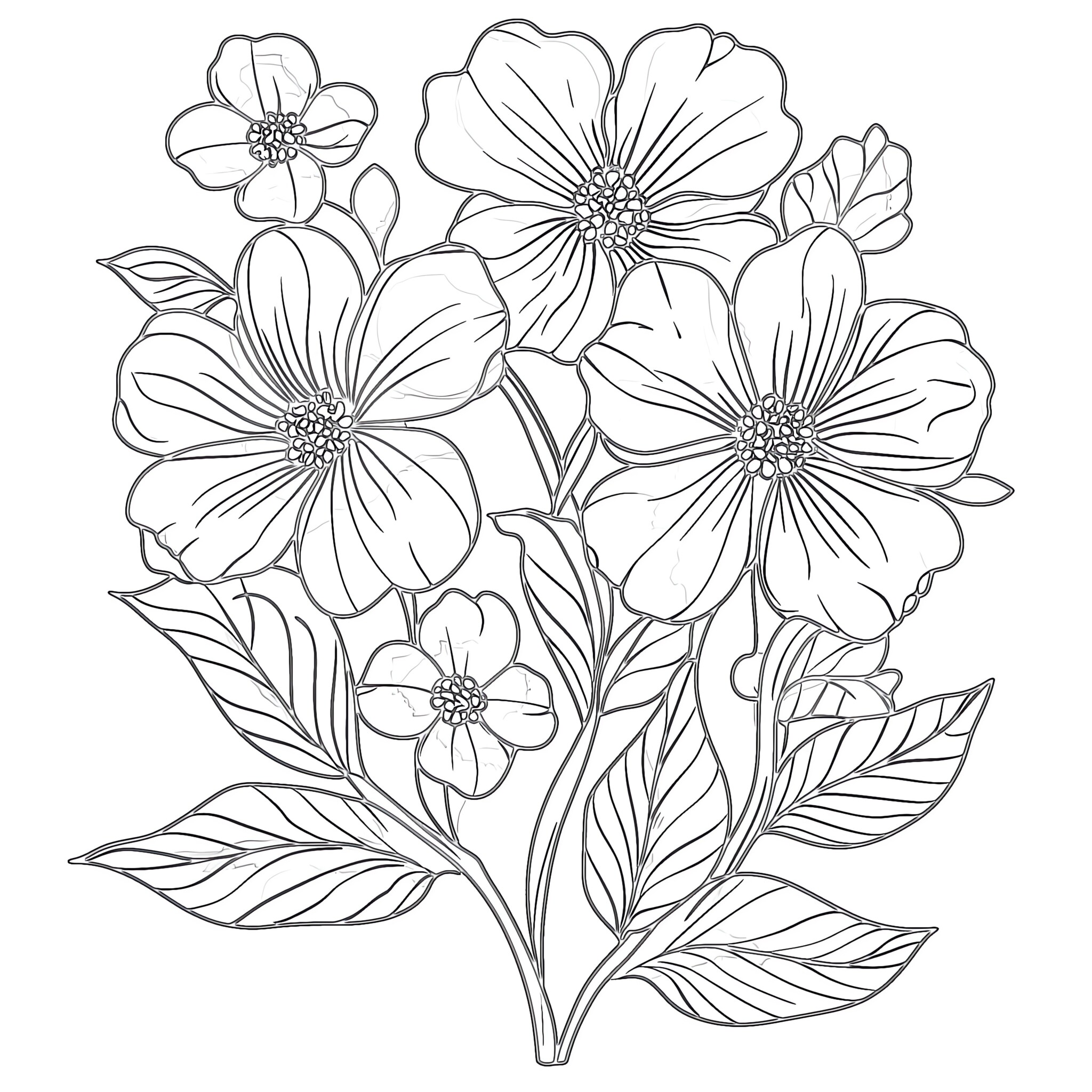 Easy Printable Flower Coloring Pages | Coloring Pages Mimi Panda