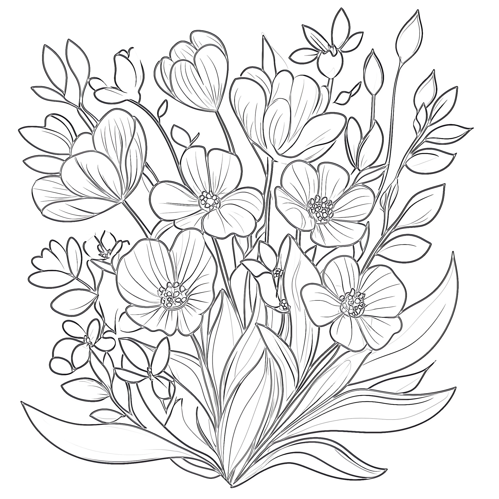 Simple Flower Coloring Sheet | Coloring Pages Mimi Panda