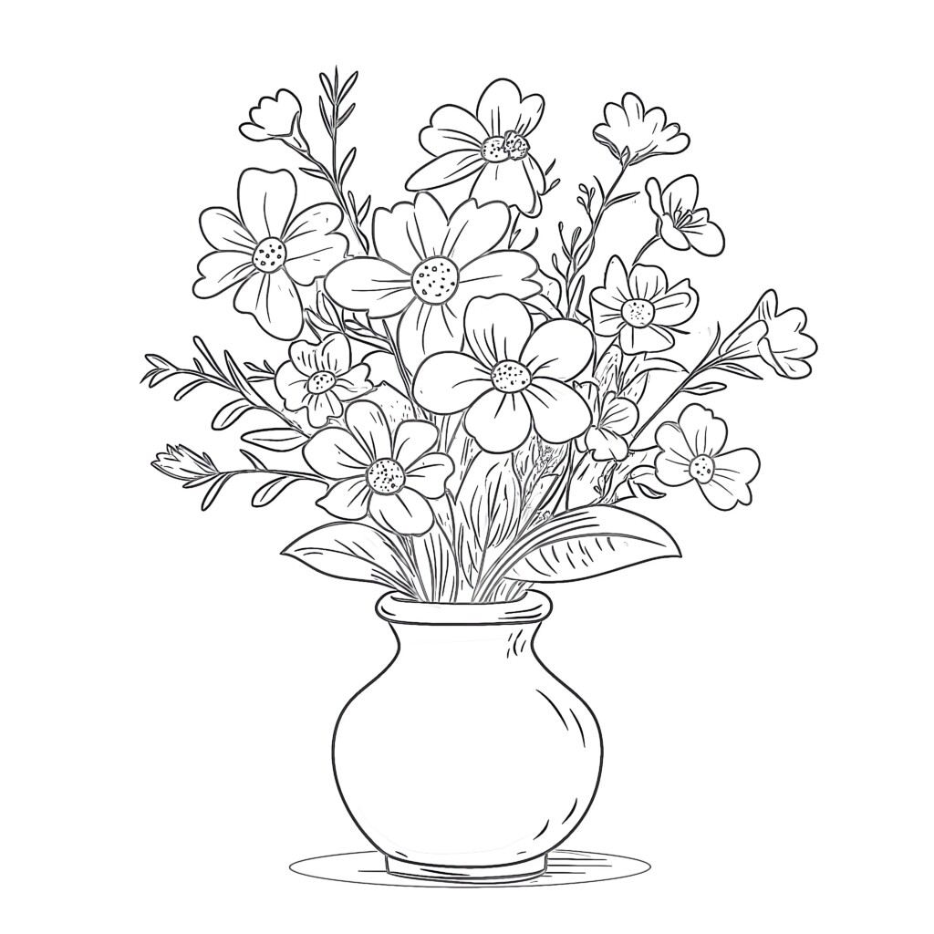 Flower Bouquet Coloring Page | Coloring Pages Mimi Panda