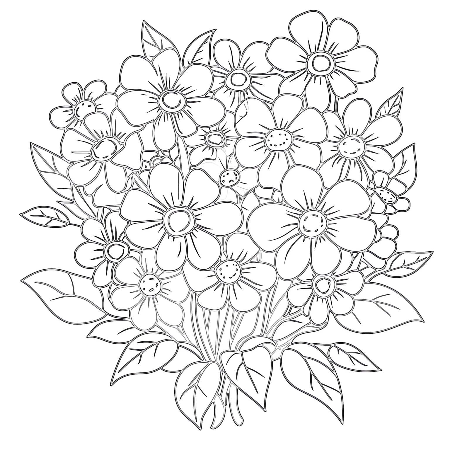Flower Bouquet Colouring | Coloring Pages Mimi Panda
