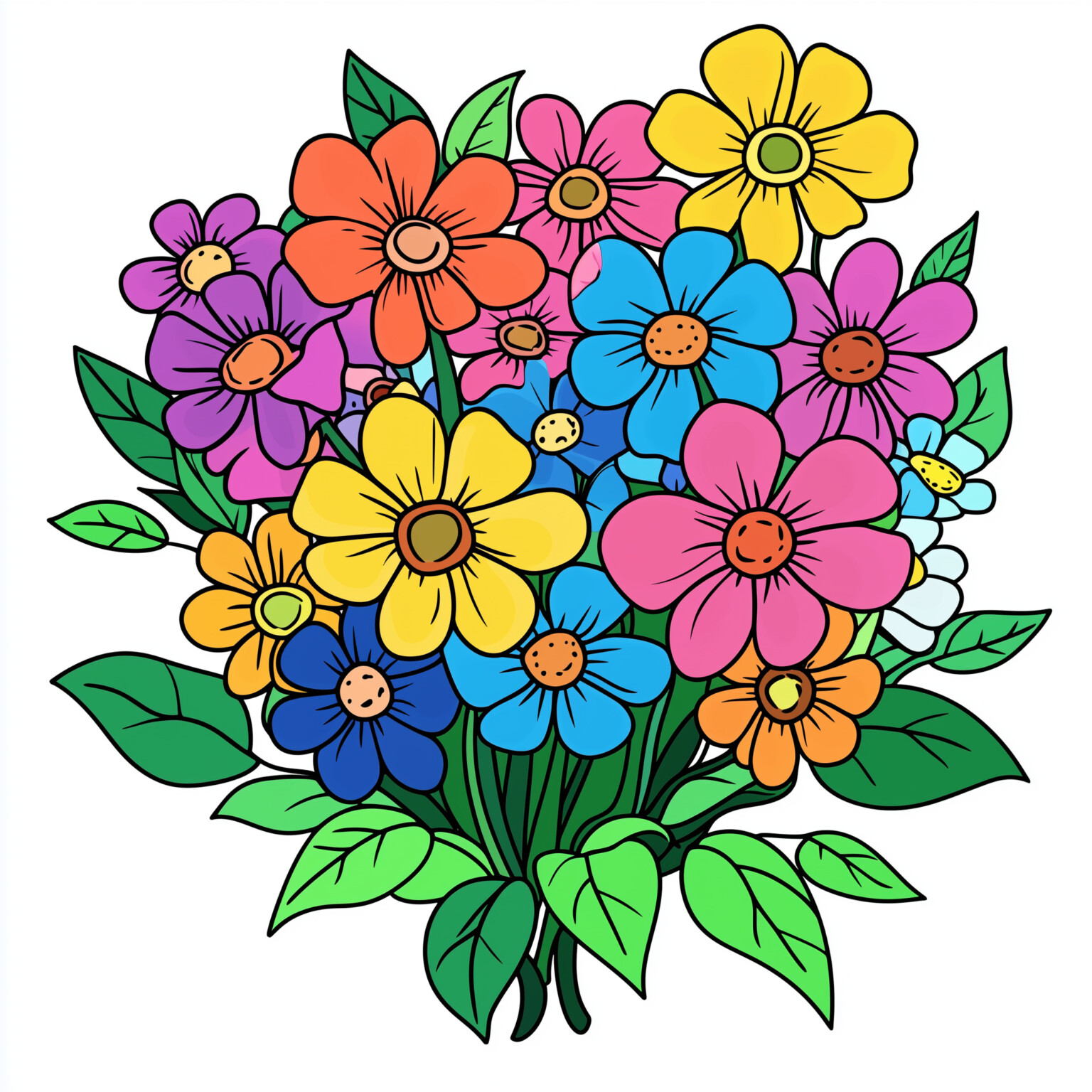 Flower Bouquet Colouring | Coloring Pages Mimi Panda