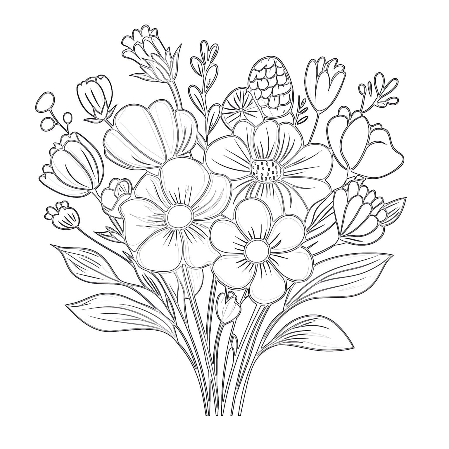 Flower Bouquet Colouring Pages | Coloring Pages Mimi Panda