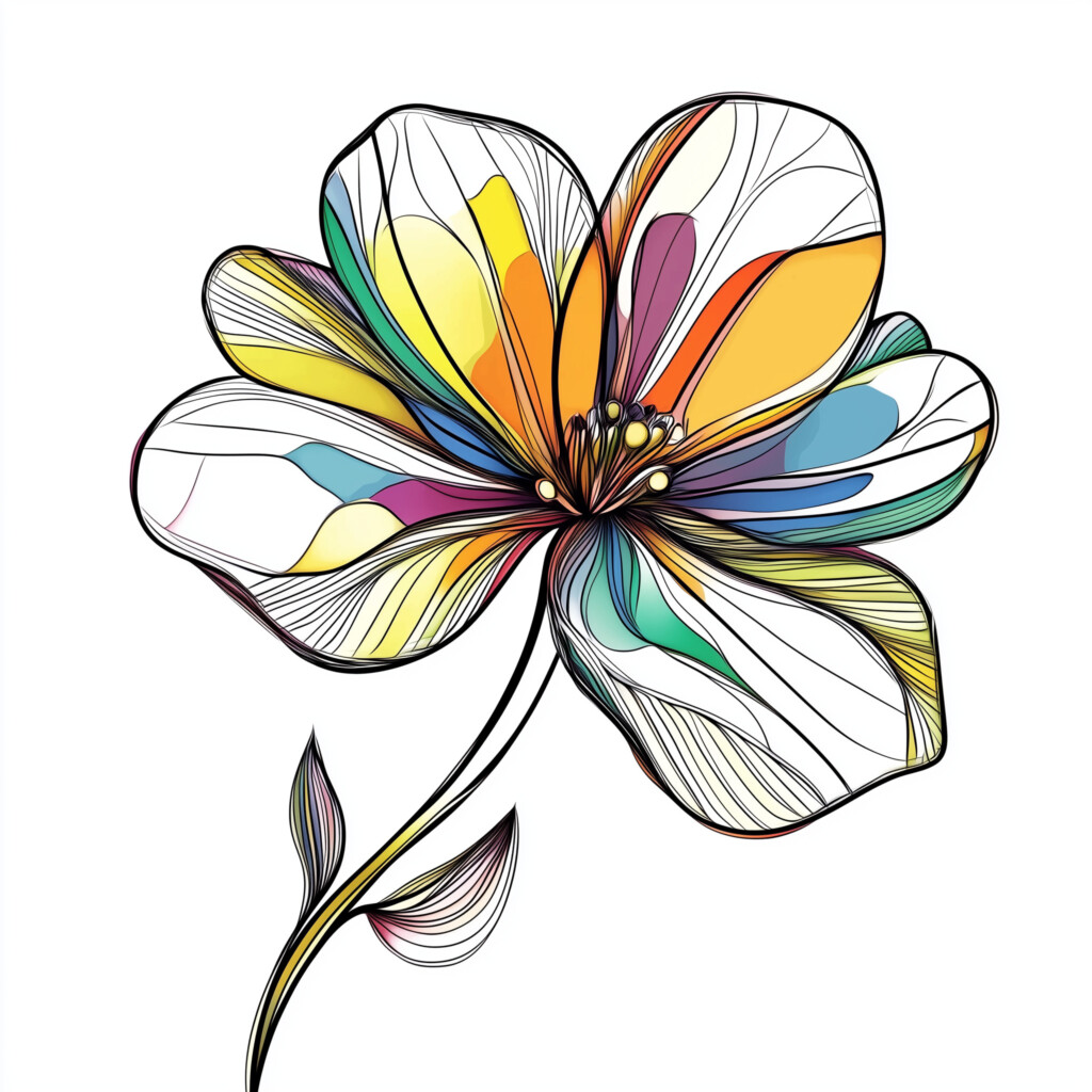 Flower Coloring Pages Simple | Coloring Pages Mimi Panda