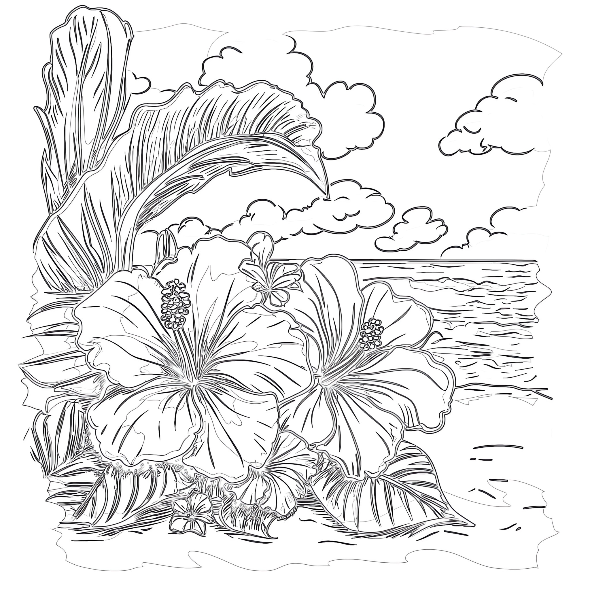 Flower Drawing Printable | Coloring Pages Mimi Panda