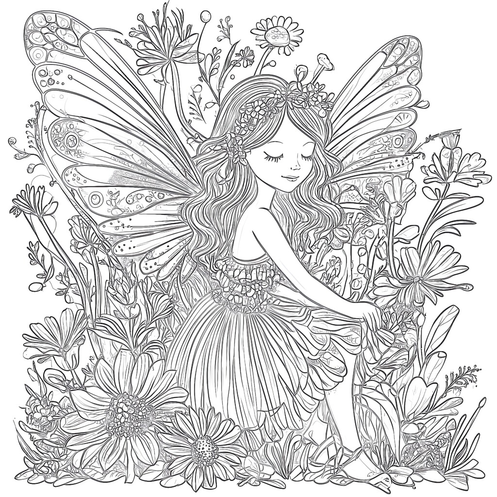 Flower Fairy Colouring Pages | Coloring Pages Mimi Panda