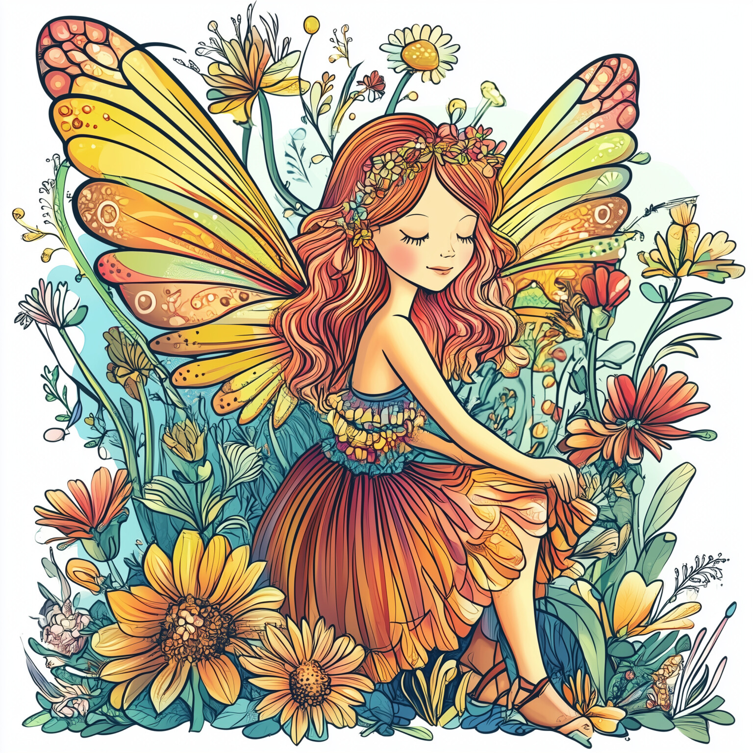Flower Fairy Colouring Pages | Coloring Pages Mimi Panda