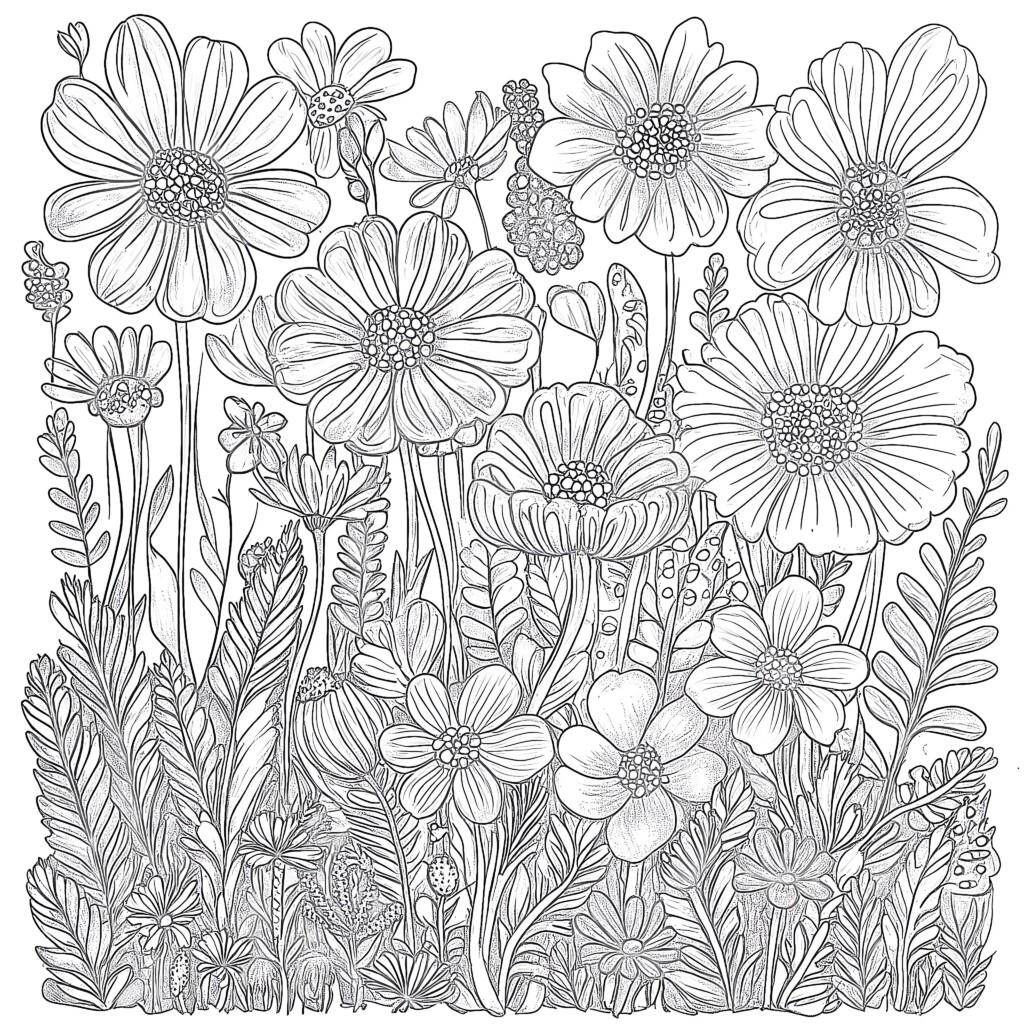 Flower Garden Coloring Pages For Adults | Coloring Pages Mimi Panda
