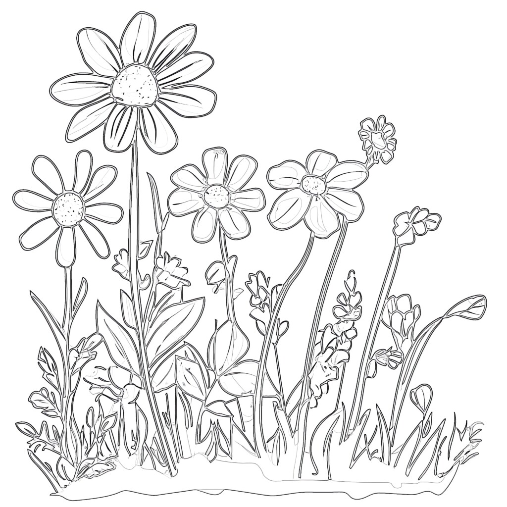 Flower Garden Colouring Page | Coloring Pages Mimi Panda