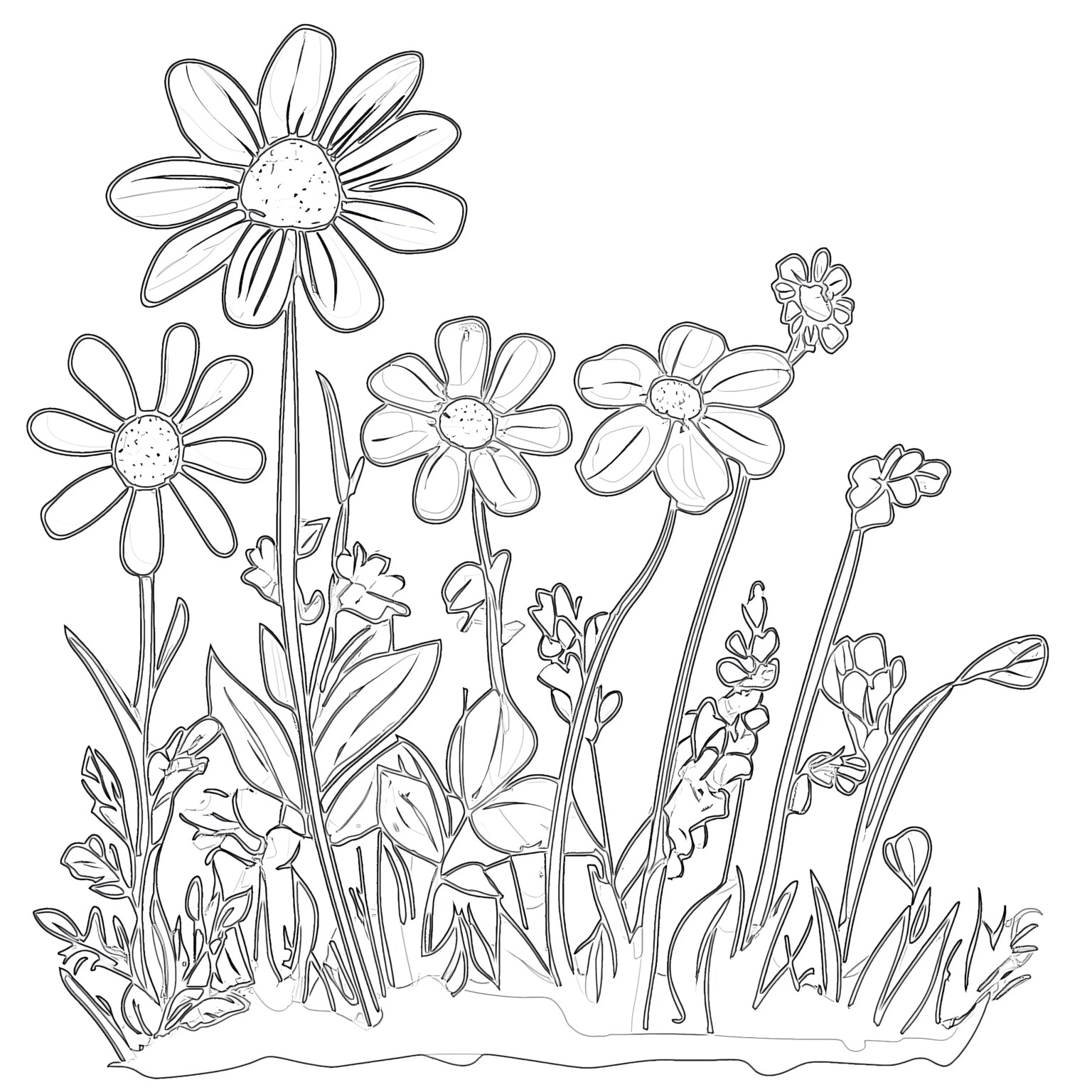 Flower Garden Colouring Page | Coloring Pages Mimi Panda