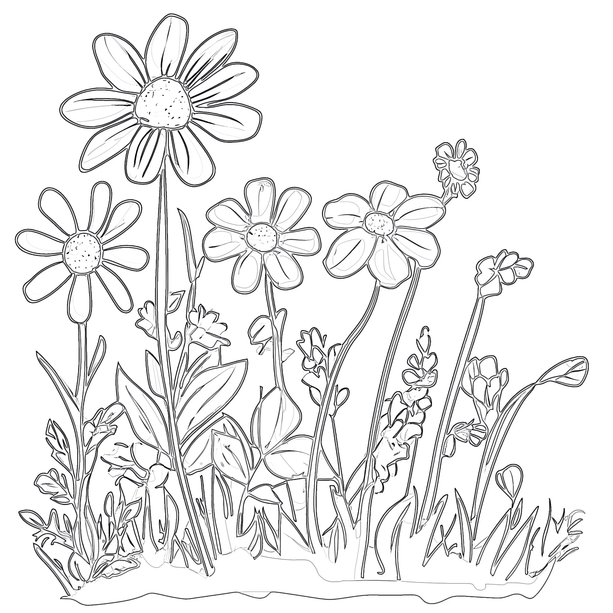 Flower Garden Colouring Page | Coloring Pages Mimi Panda