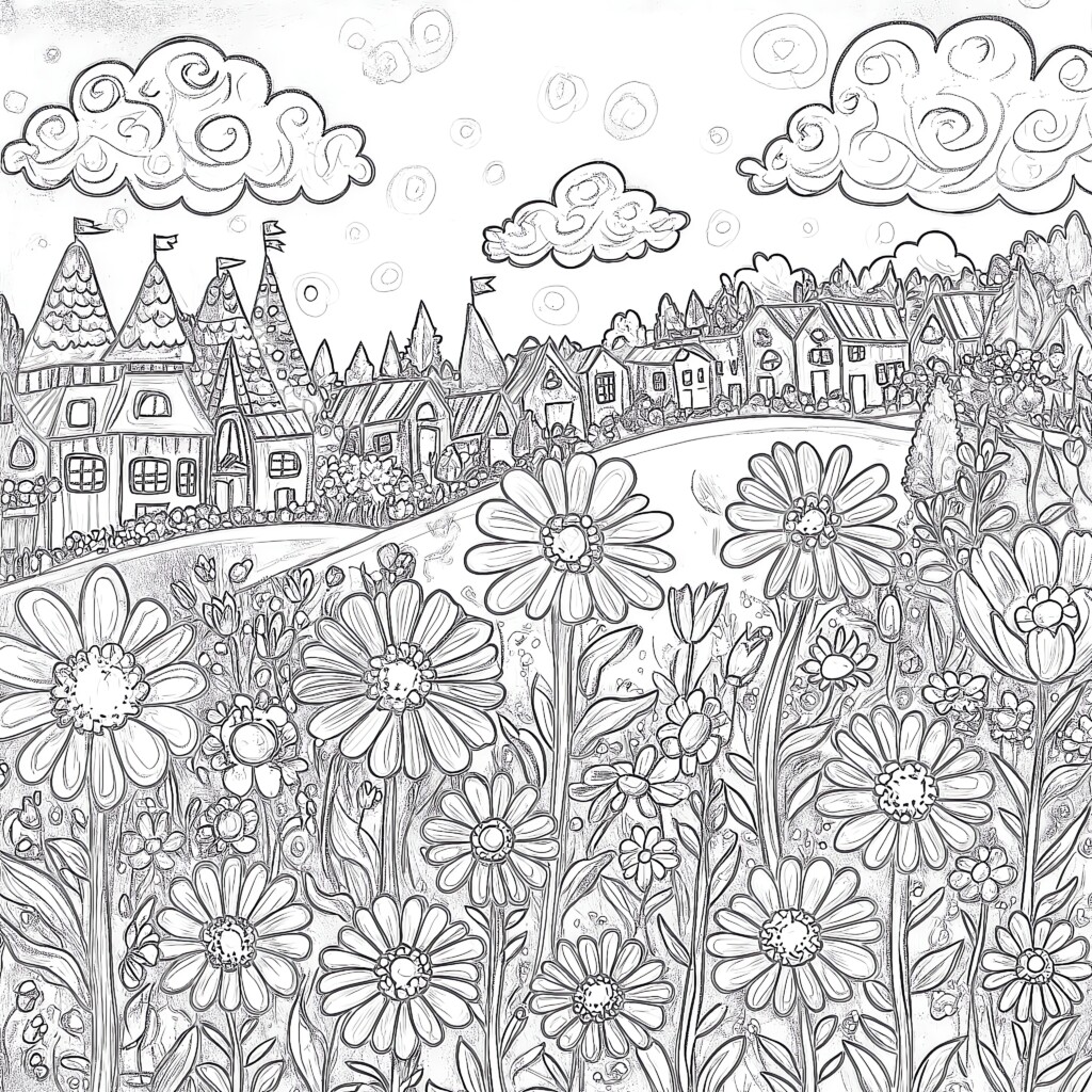 Flower Garden Pictures To Coloring Page | Coloring Pages Mimi Panda