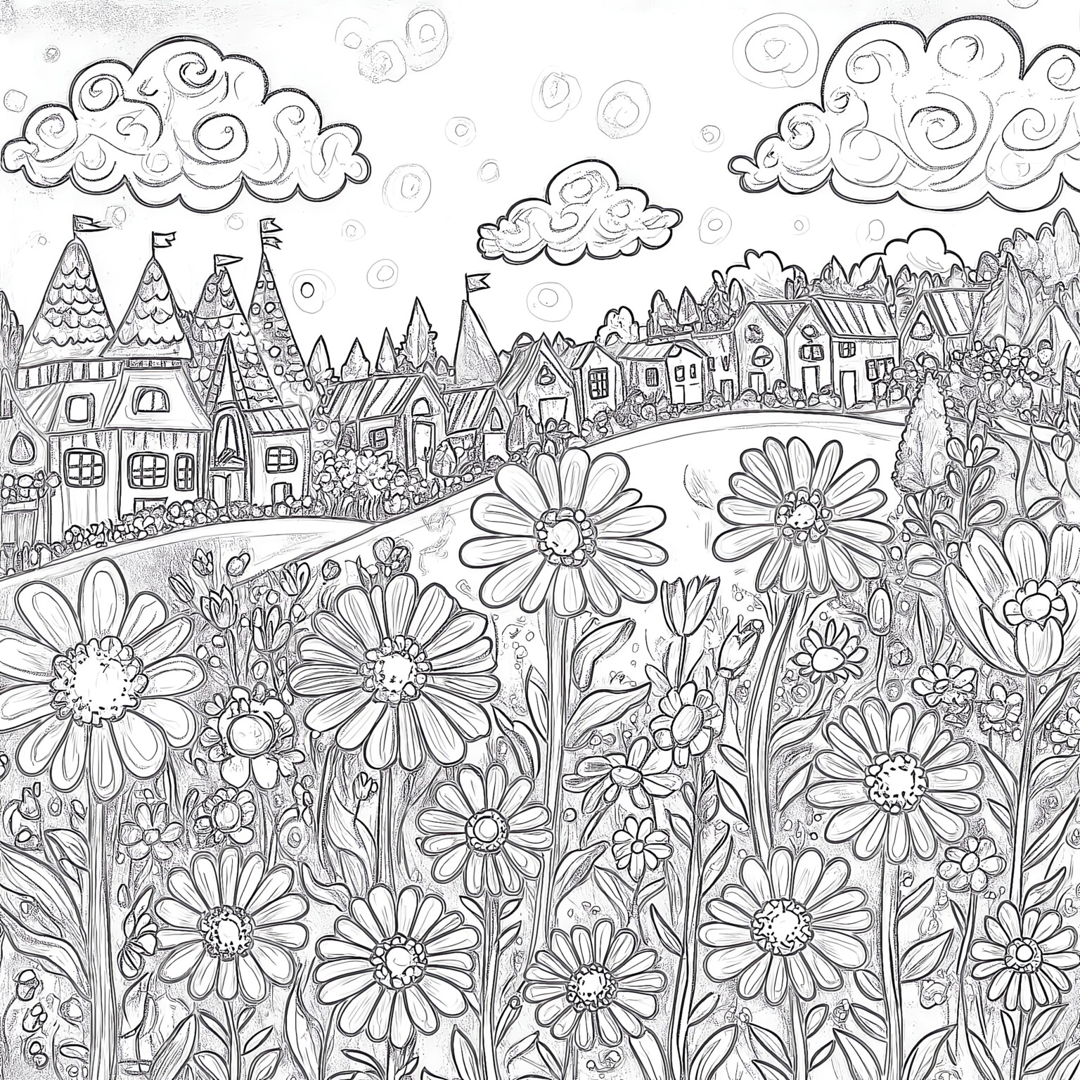 Flower Garden Pictures To Coloring Page | Coloring Pages Mimi Panda