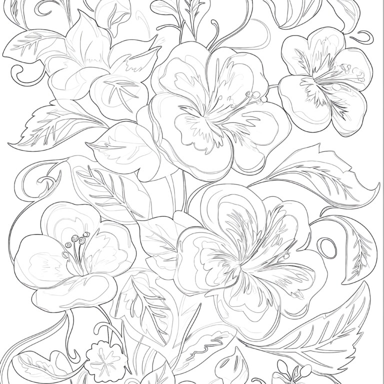 Flower Pattern Coloring Pages | Coloring Pages Mimi Panda