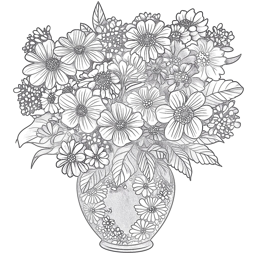 Simple Flower Colouring Pages | Coloring Pages Mimi Panda