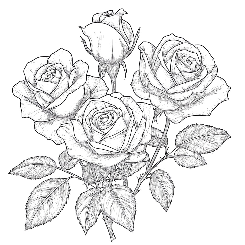 Color Sheets Of Roses | Coloring Pages Mimi Panda