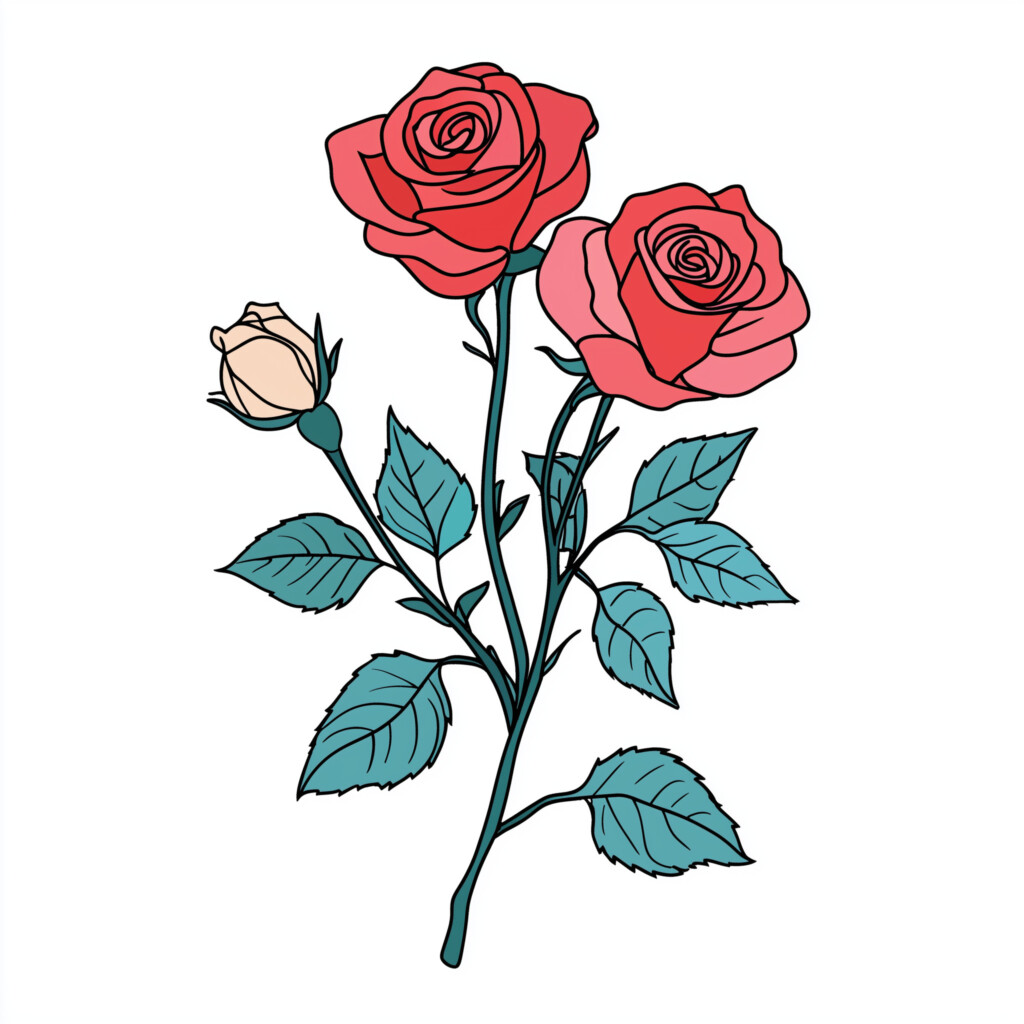 Free Printable Coloring Pages Of Roses | Coloring Pages Mimi Panda