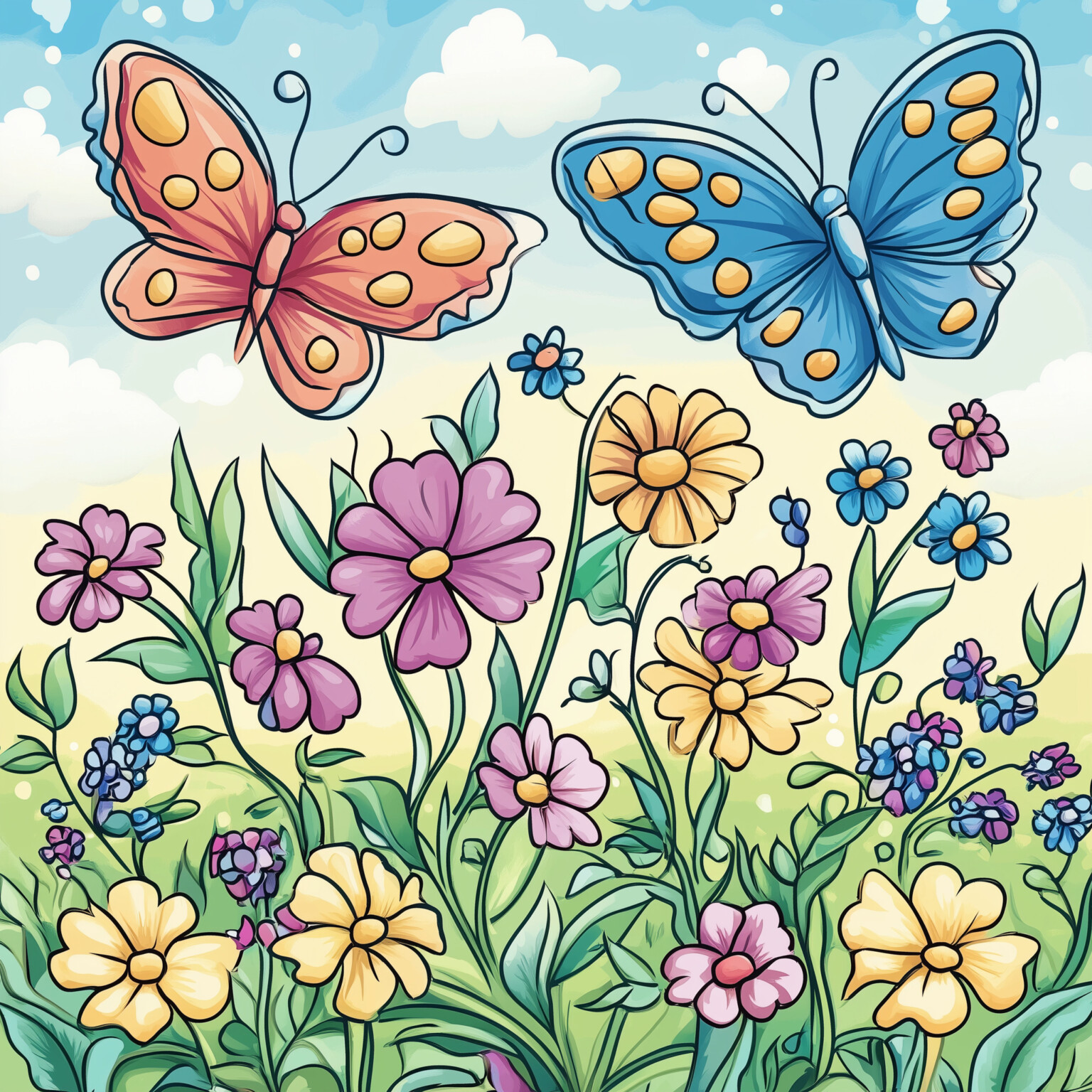 Free Printable Pictures Of Flowers And Butterflies | Coloring Pages ...