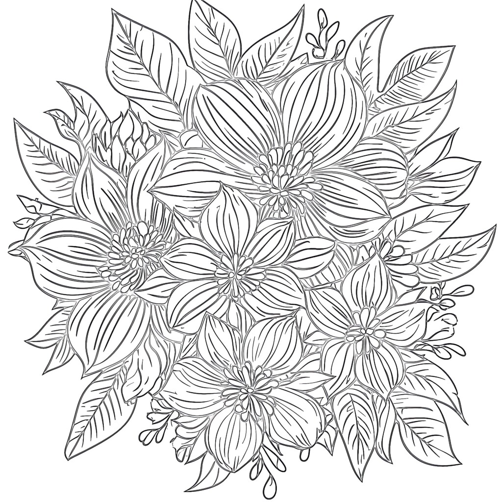 Hard Flower Coloring Pages | Coloring Pages Mimi Panda
