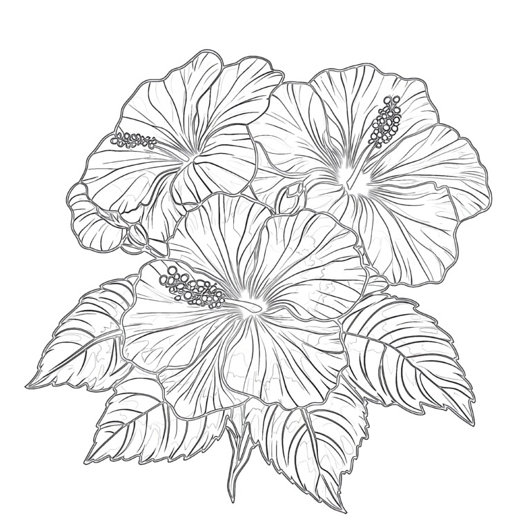 Hibiscus Coloring Sheets | Coloring Pages Mimi Panda