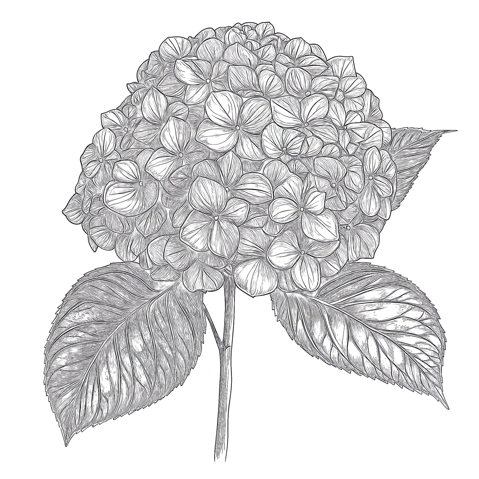 Hydrangea Coloring Page | Coloring Pages Mimi Panda