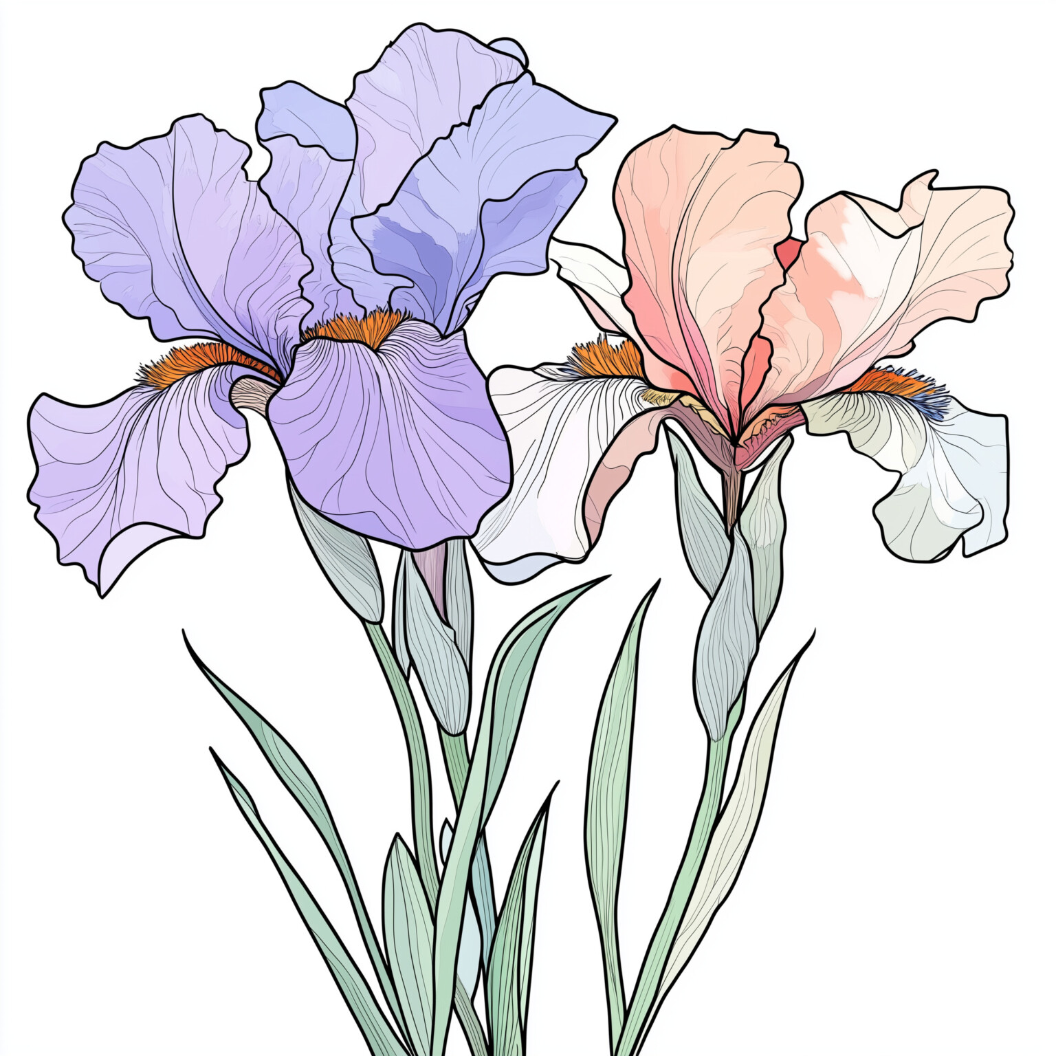 Iris Coloring Page | Coloring Pages Mimi Panda