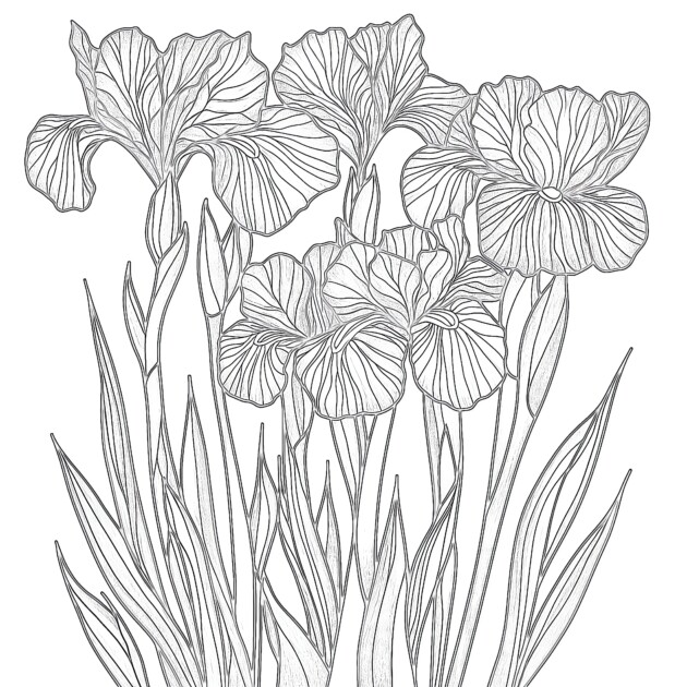 Iris Flower Coloring Page | Coloring Pages Mimi Panda