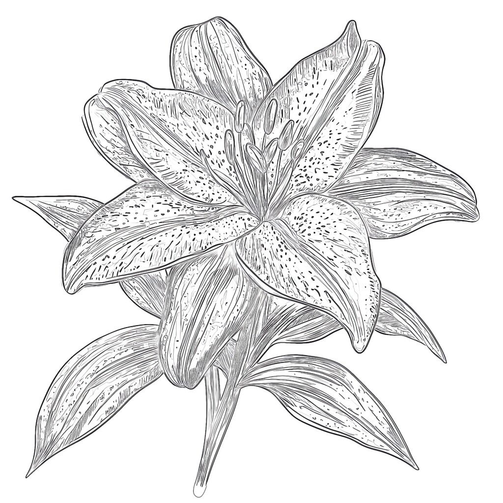 Lily Flower Coloring Pages | Coloring Pages Mimi Panda