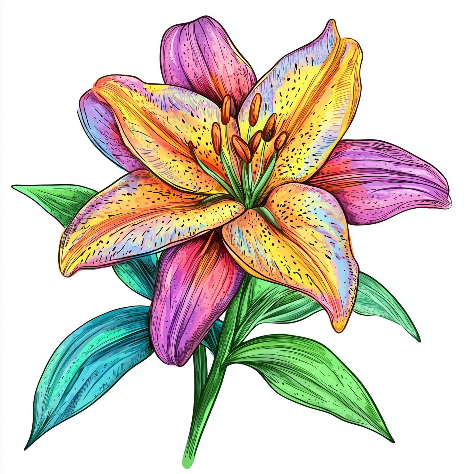 Lily Flower Coloring Pages | Coloring Pages Mimi Panda