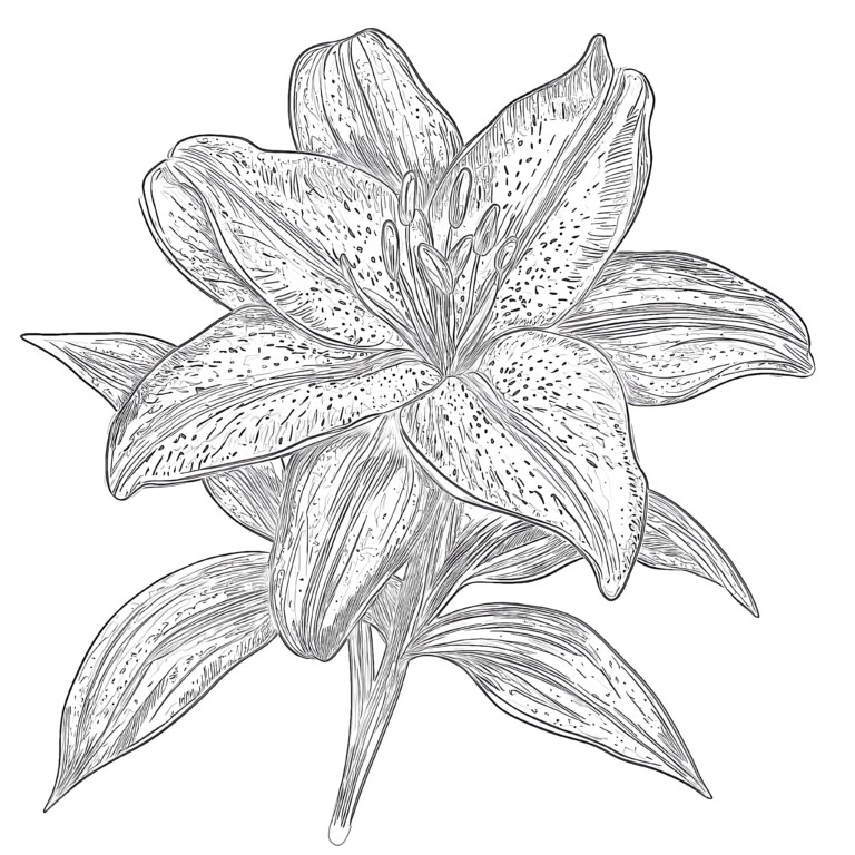 Lily Flower Coloring Pages | Coloring Pages Mimi Panda
