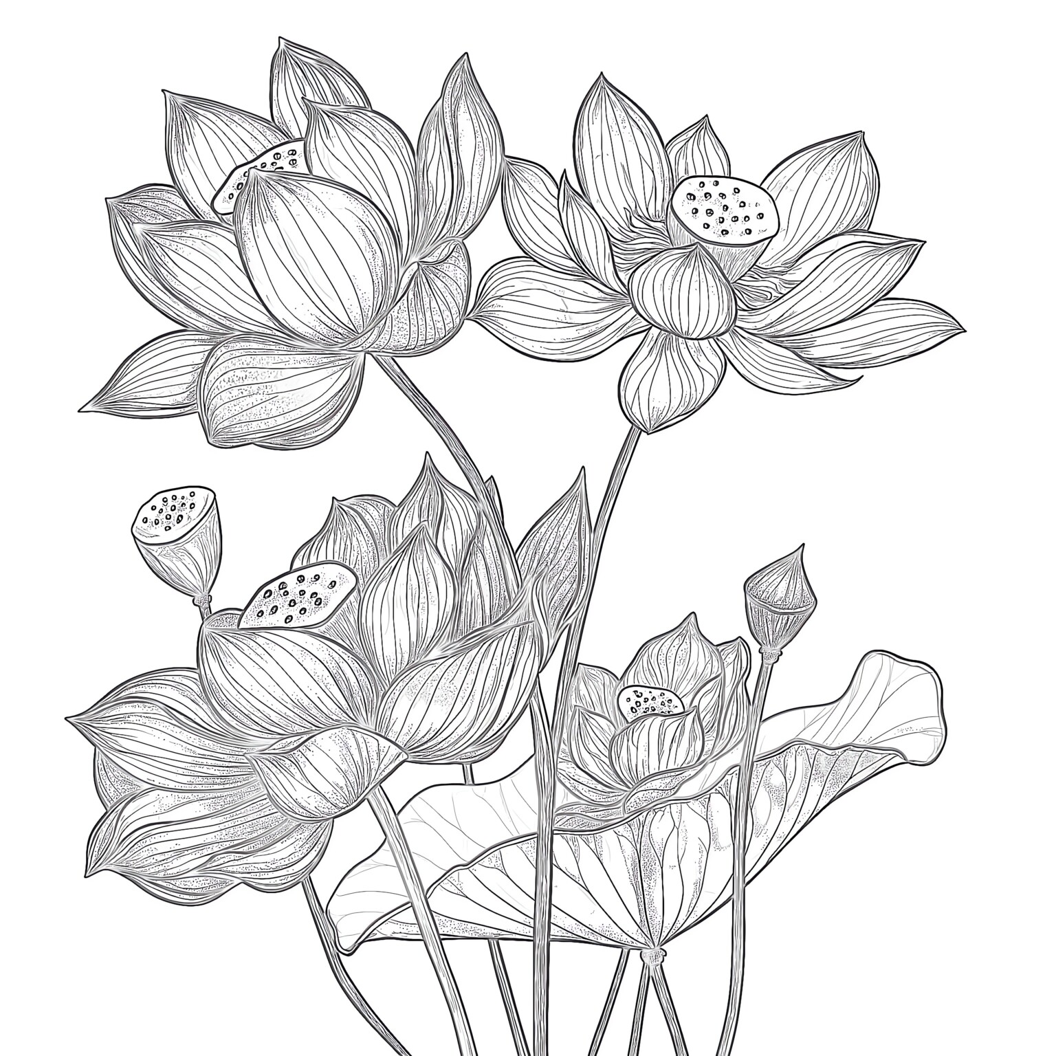 Lotus Flower Color Page | Coloring Pages Mimi Panda