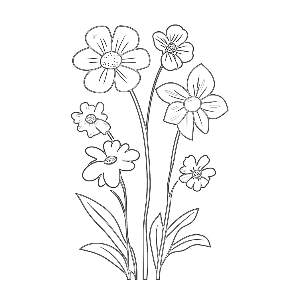 Printable Flower Coloring Sheet | Coloring Pages Mimi Panda