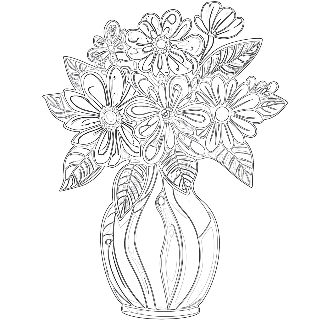 Printable Flower Vase Coloring Pages | Coloring Pages Mimi Panda