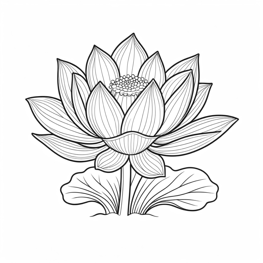 Simple Flower Coloring Sheet | Coloring Pages Mimi Panda