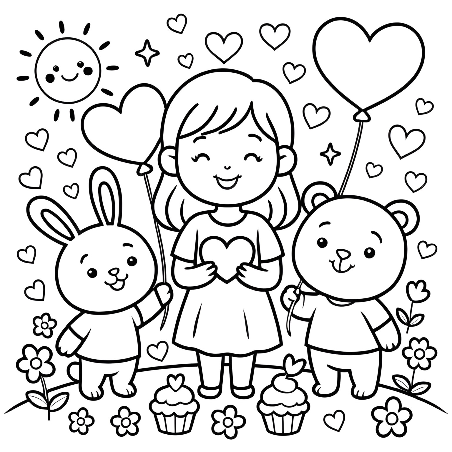 Valentines Coloring Pages For Kids | Coloring Pages Mimi Panda